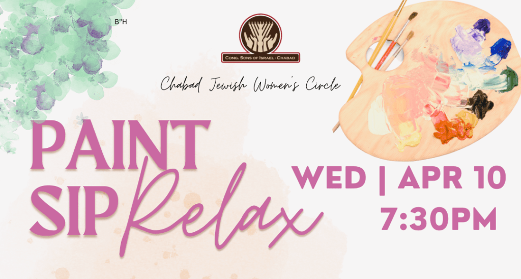 J.W.C. Paint N' Sip Night - Wednesday, April 10 2024 - Chabad of Greater Monmouth County